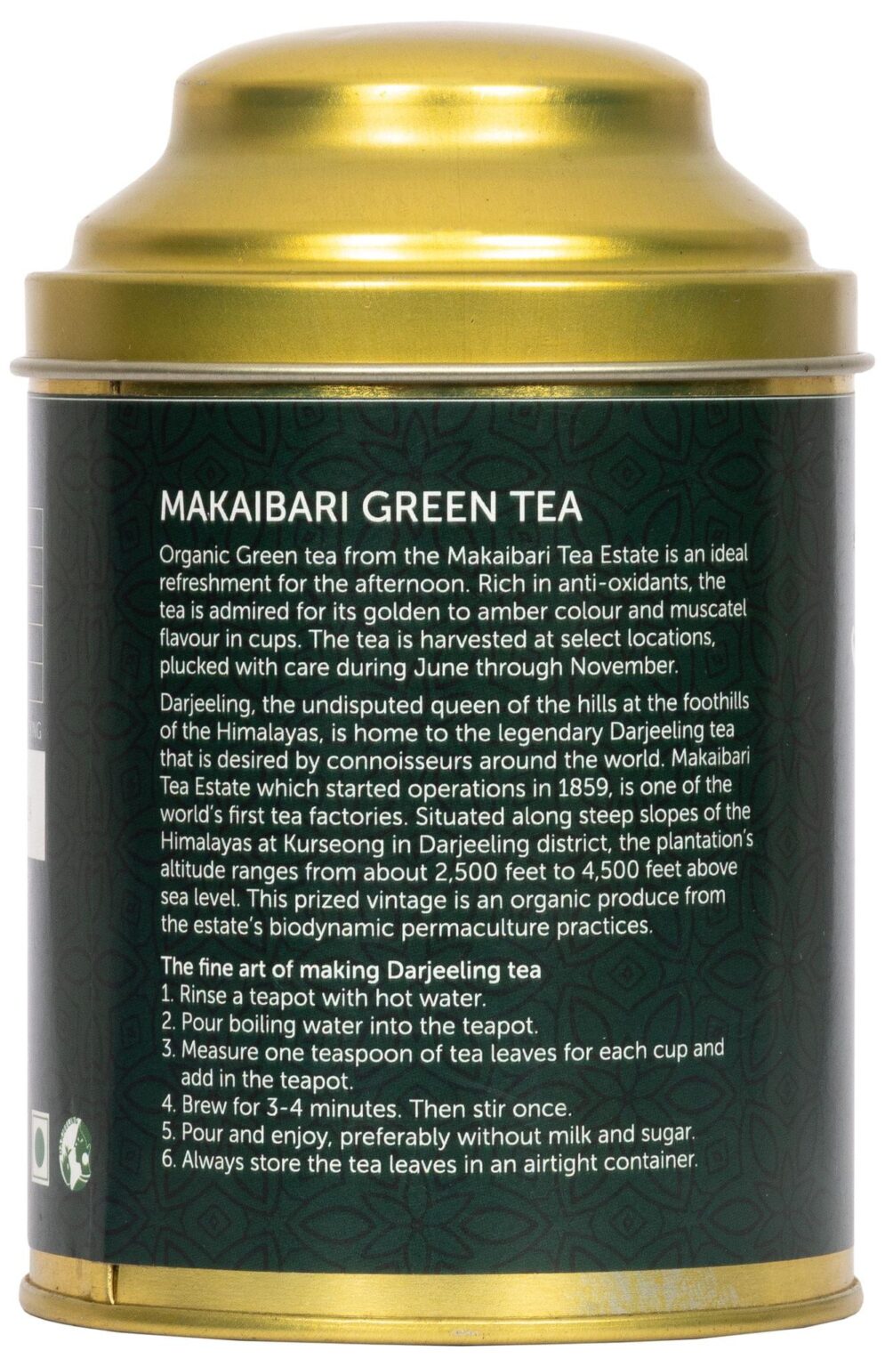 100g Organic Darjeeling Green Tea from Makaibari Tea Garden - Biswa Bangla