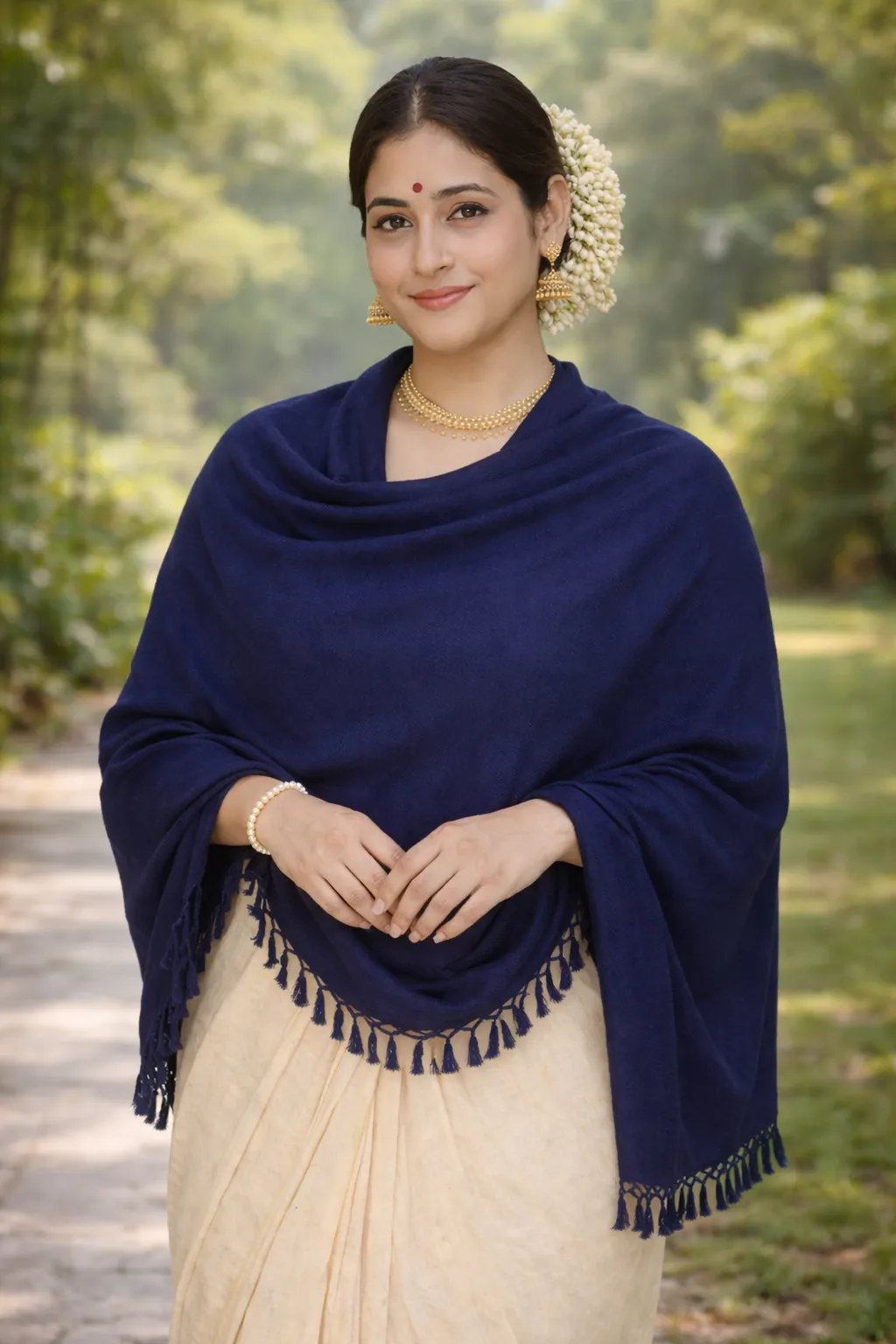 PREMIUM Handwoven Woollen Jamdani Shawl - Biswa Bangla