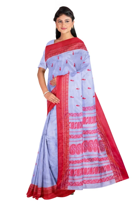 Garod Silk Saree - Grey - Biswa Bangla